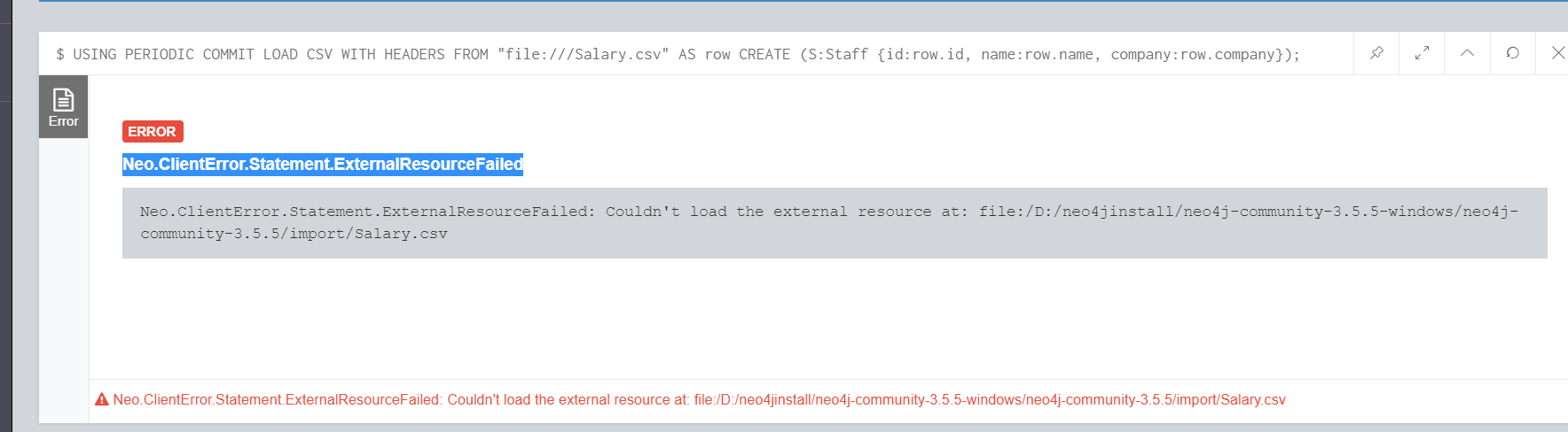 neo4j手动导入csv文件报错Neo.ClientError.Statement.ExternalResourceFailed-CSDN博客