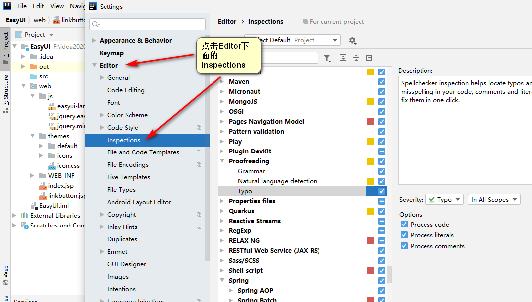 idea中Typo: In word ‘easyui‘一些单词报绿色的线，如何解决_idea in word-CSDN博客