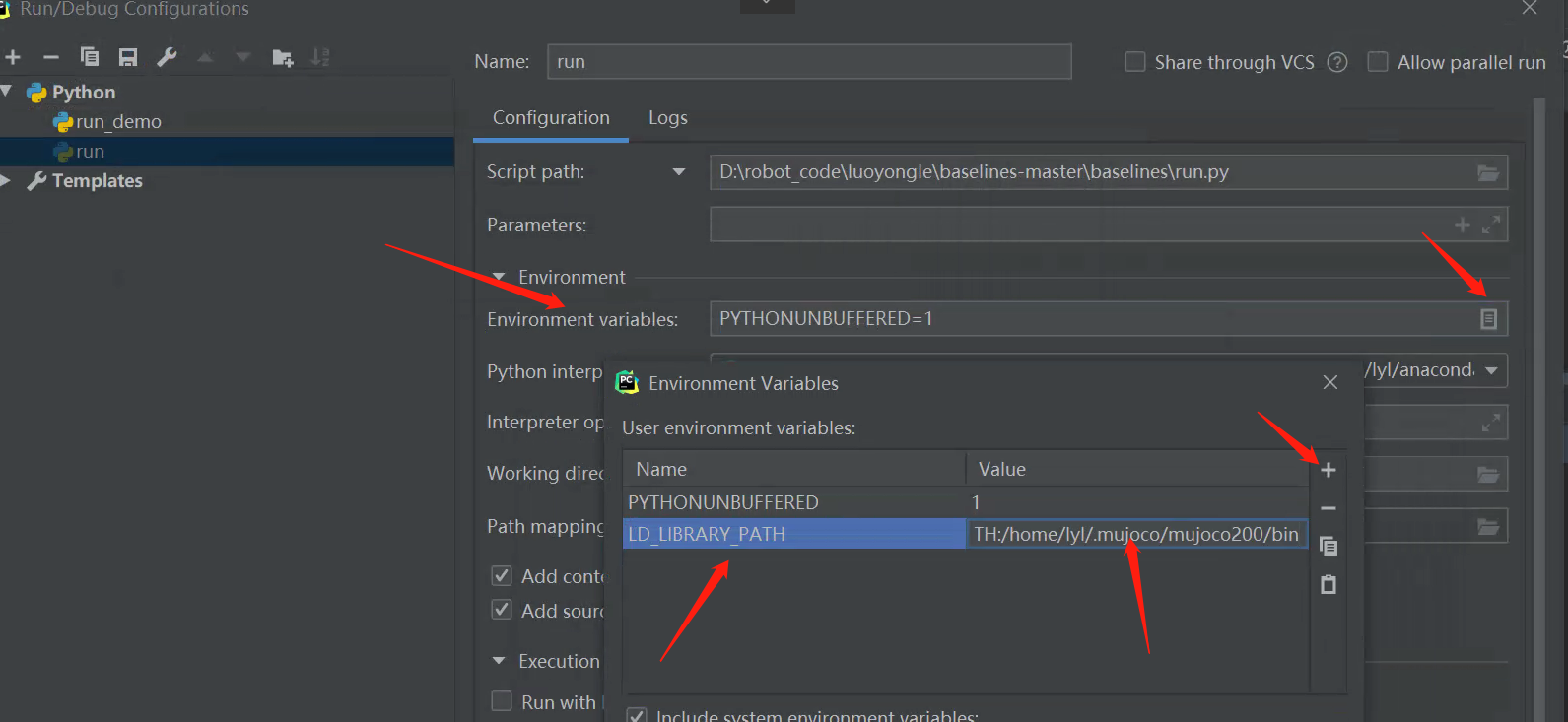 pycharm远程连接服务器后添加多个LD_LIBRARY_PATH_pycharm运行时配置动态链接库路径-CSDN博客