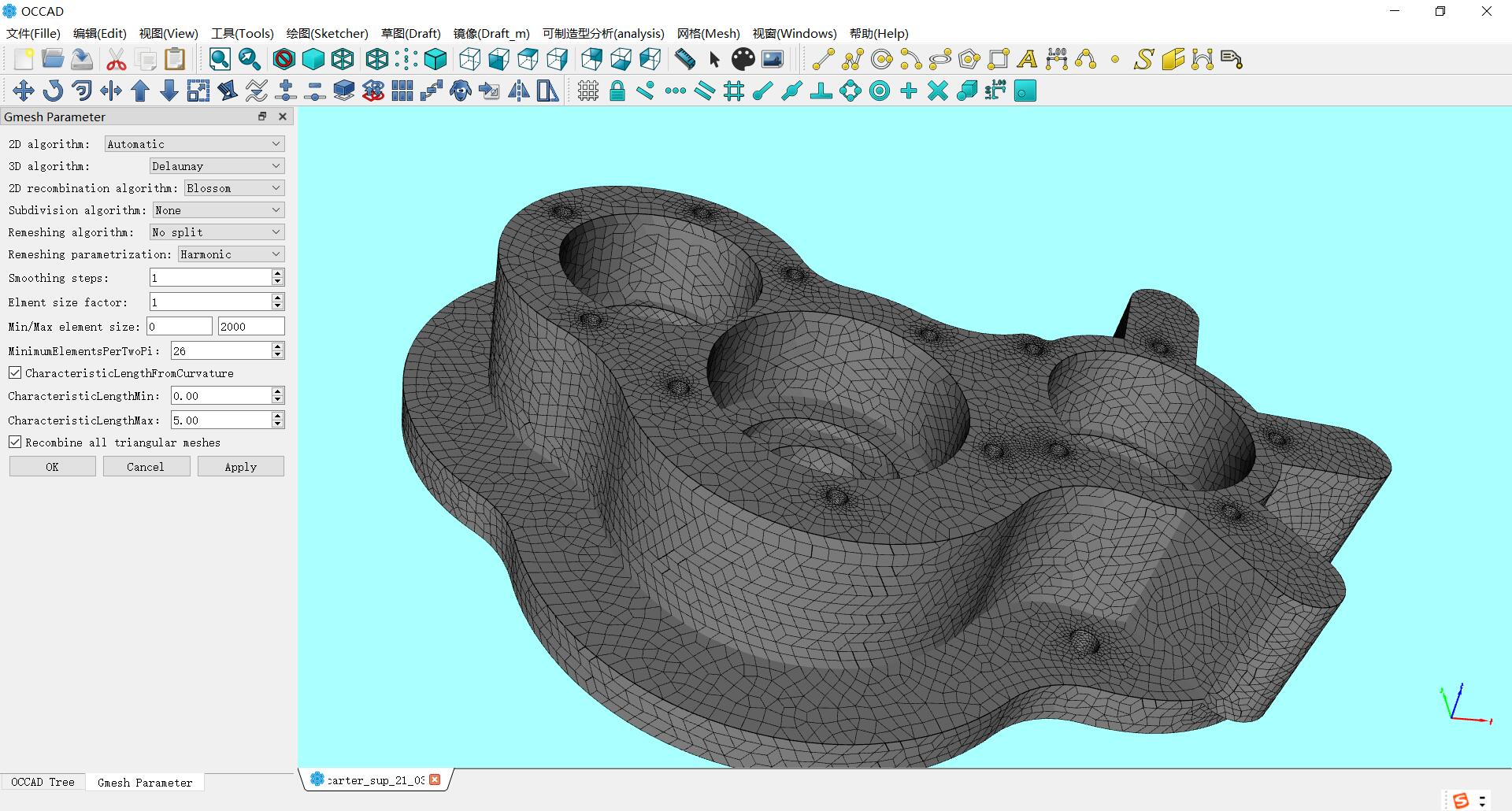 关于Gmsh如何实现三角形合并为四边形的测试，显示效果用OSG_gmsh 四边形-CSDN博客