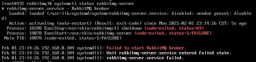 关于Job for rabbitmq-server.service failed because the control process exited with error code.解决方案 ...