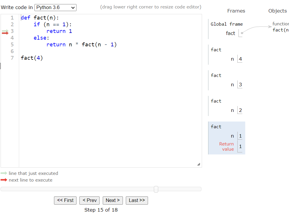 递归函数（CS61A课程笔记）_3.def, fact(mm):if ron== 1:4return1+else:xeurn的代码意-CSDN博客