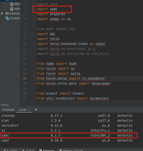 终端运行没错，但是pycharm里面报错No module named ‘yaml‘_no module named ,pycharm执行不会 终端执行会-CSDN博客
