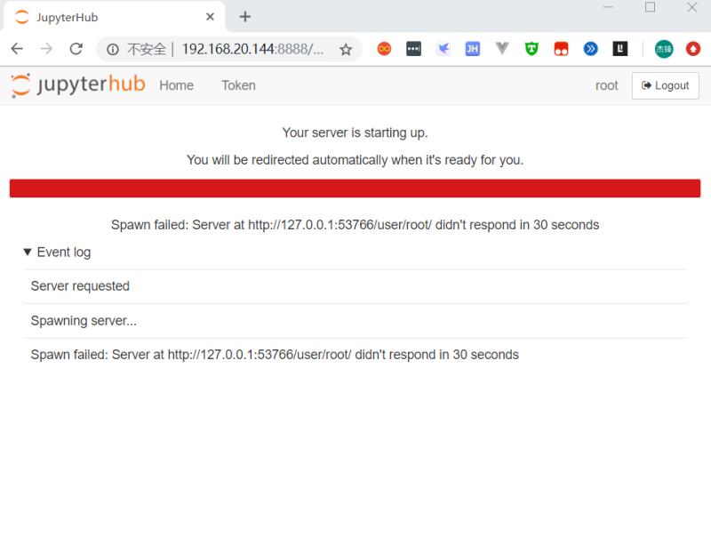关于jupyterHub登陆遇到Spawn failed: Server at http://127.0.0.1:55345/user/pas.datascience_dev/ did ...
