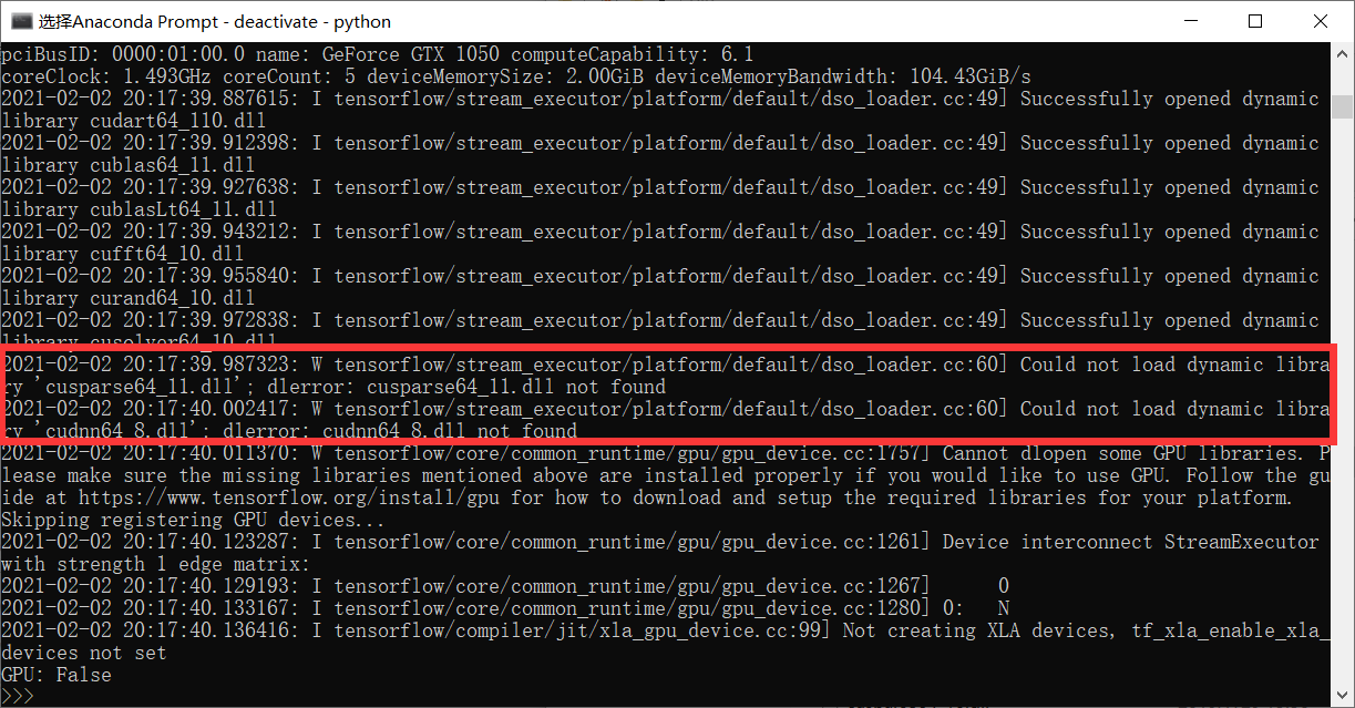 Could not load dynamic library ‘cudart64_110.dll‘； dlerror: cudart64_110.dll not found_cudart64 ...