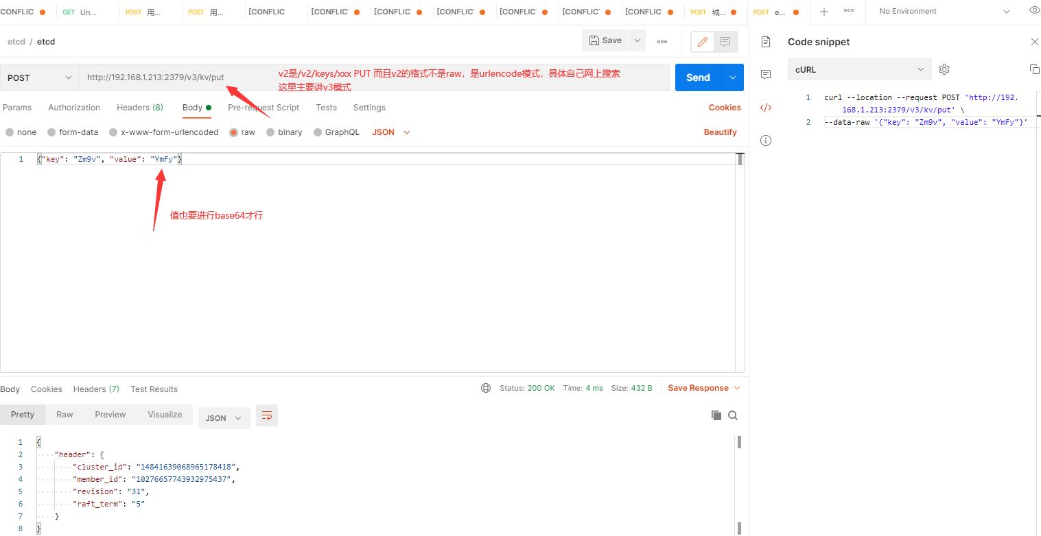 etcd v2 v3 api http协议调用 curl版本问题 postman的使用总结_curl etcd-CSDN博客