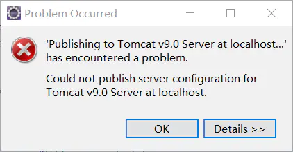 解决Tomcat报错：Could not publish server configuration for Tomcat v9.0 Server at localhost.-CSDN博客