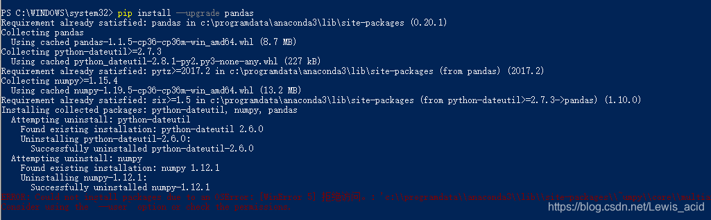 Win10 下更新python Pandas出错pandas升级失败 Csdn博客
