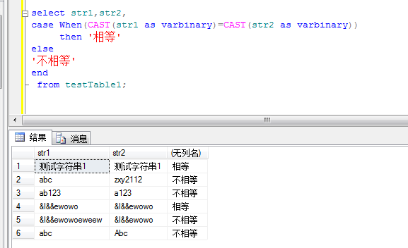 Sql Server判断两个字符串是否相等区分大小写sql判断两个字符串是否相等 Csdn博客 