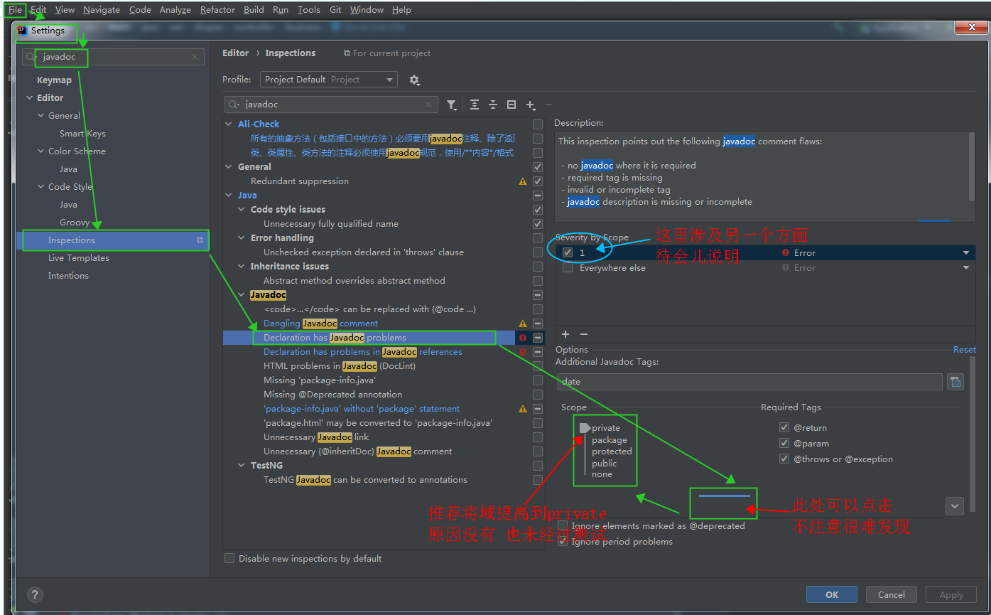 IDEA设置方法参数(@param/@return)缺失/漏写的检查提示_@return'标签说明已丢失-CSDN博客