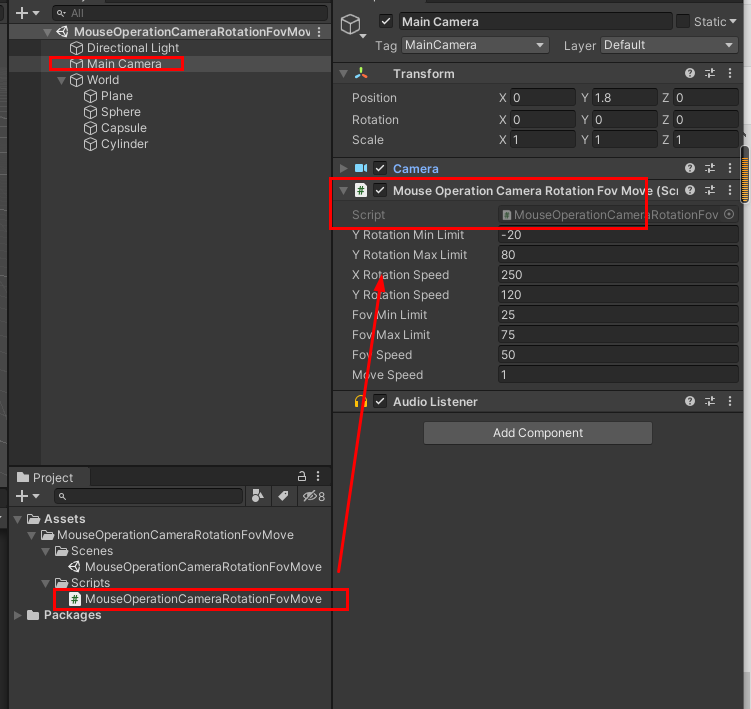 Unity 基础 之 鼠标控制 相机（摄像机Camera）的旋转，移动和 fov 的简单使用整理_unity鼠标控制镜头旋转-CSDN博客