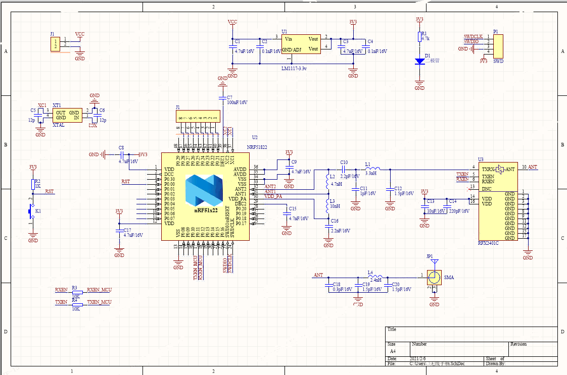 nrf51822+rfx2401c系统板（开源原理图、PCB）_rfx2401c典型电路-CSDN博客