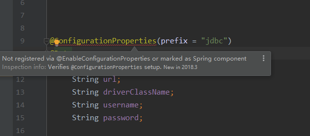 在springboot项目中 Configurationproperties注解下出现红色波浪线的问题 Prefix Must Be