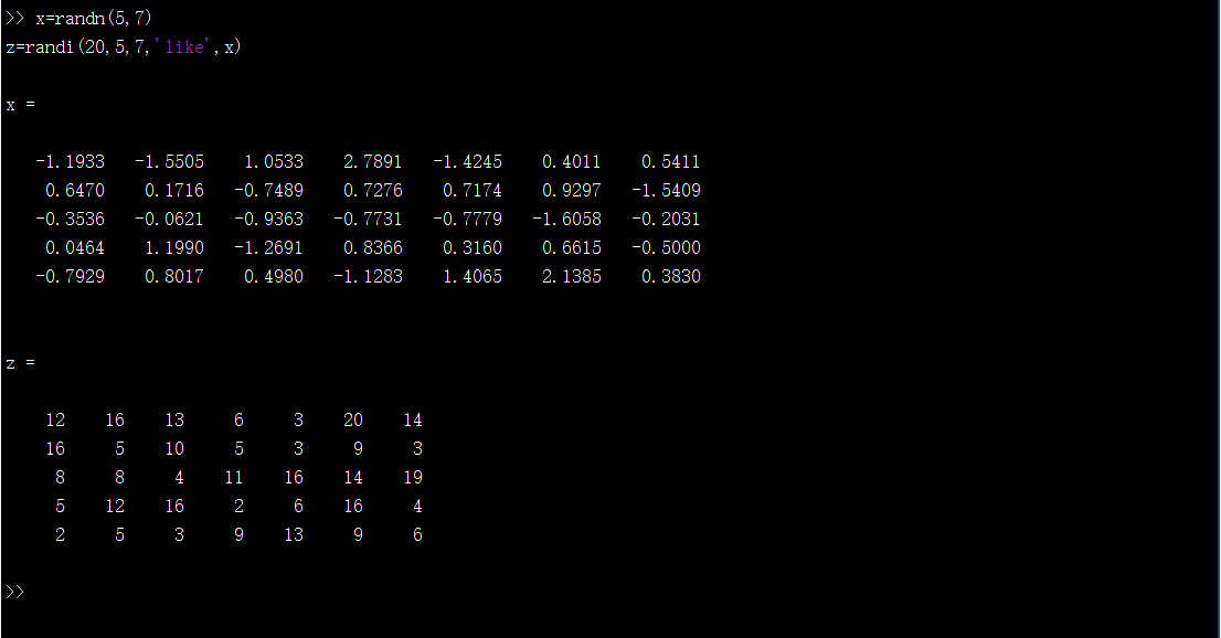 MATLAB中randi函数的用法_搜索文档,用正态分布的整数(而非均匀分布的整数)重新创建相同的矩阵。-CSDN博客