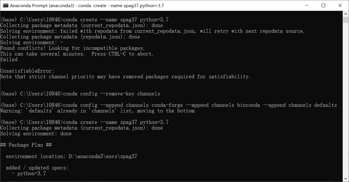 anaconda创建虚拟环境报错（2种情况）_note that strict channel priority may have removed-CSDN博客