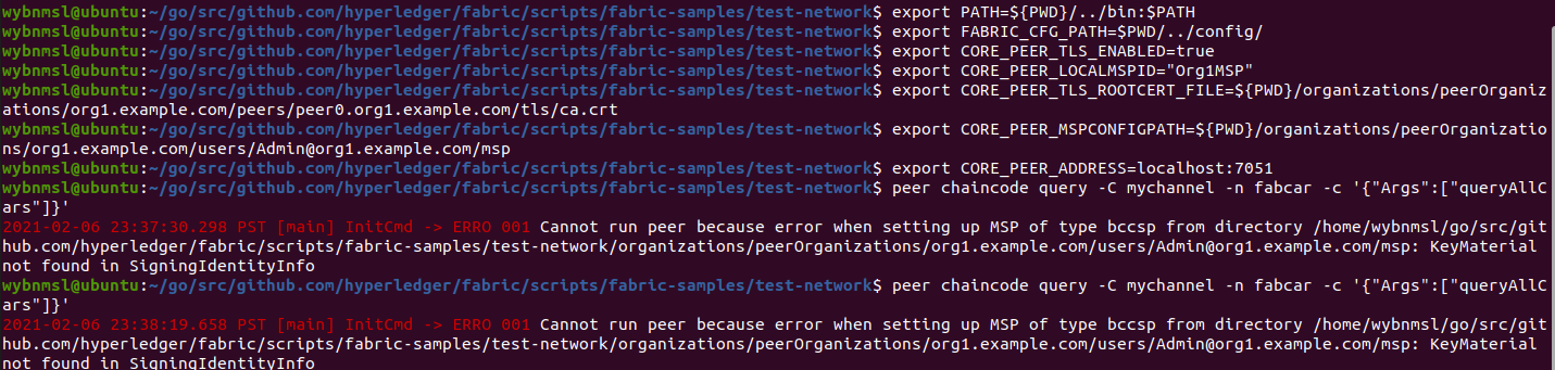 解决超级账本测试网络配置中 Cannot Run Peer Because Error When Setting Up Msp Of Type Bccsp From Directory 的问题