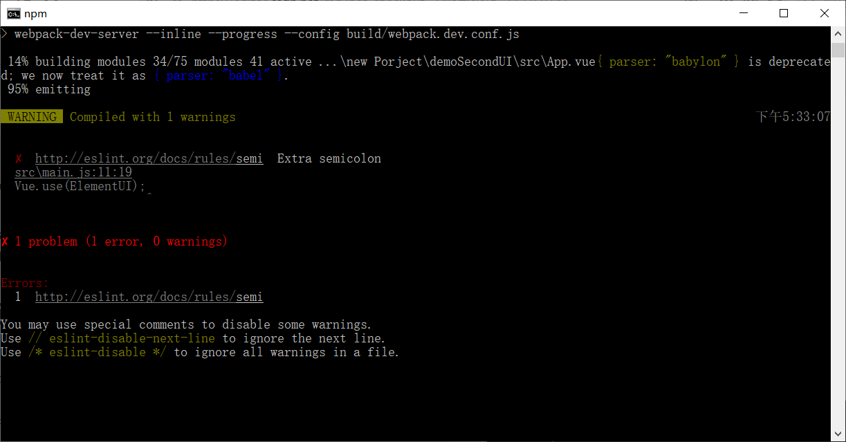＜VUE执行报错＞： Errors: 1 http://eslint.org/docs/rules/semi-CSDN博客