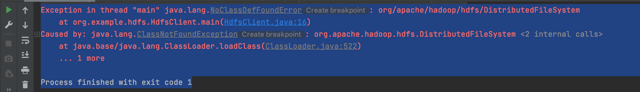 java.lang.NoClassDefFoundError: org/apache/hadoop/hdfs/DistributedFileSystem-CSDN博客