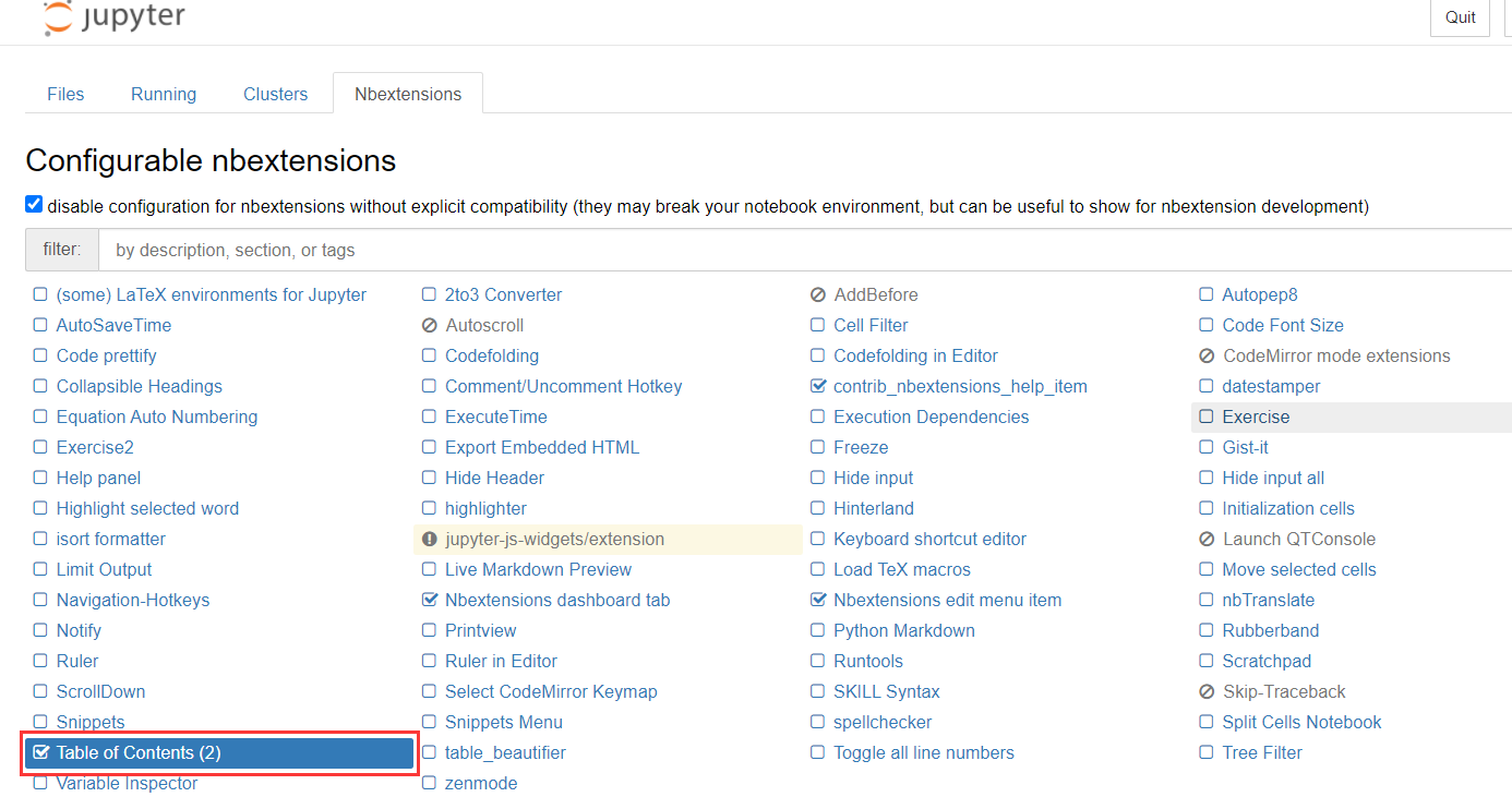 为jupyter notebook添加目录(Jupyter安装拓展nbextensions)_jupyter notebook目录-CSDN博客