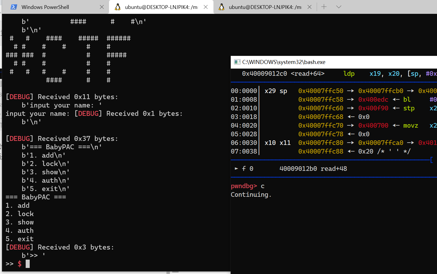 如何在调试pwn题的时候让gdb中断在read()处(ctrl+c失效情况下)然后手动发送随意二进制流_pwndbg按c之后-CSDN博客