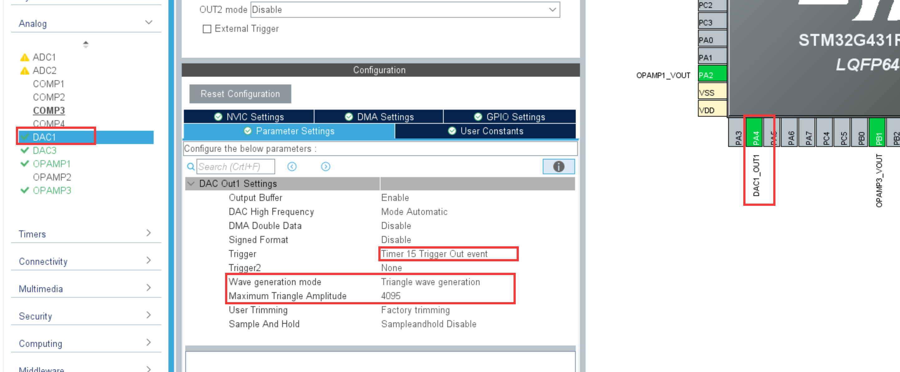 Stm32G431时钟触发的DAC+OPAMP_stm32g431 opamp-CSDN博客