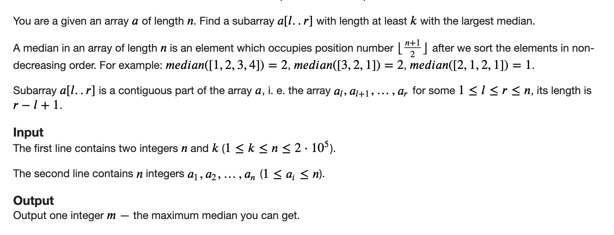 Codeforces-1486 D. Max Median（中位数，二分）_codeforces二分中位数-CSDN博客