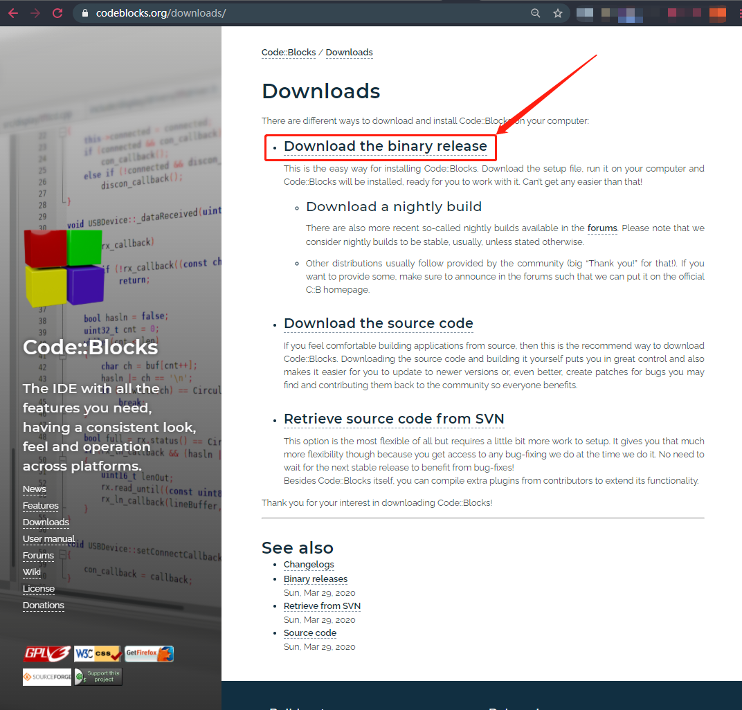 在Windows下配置Code::Blocks，并打印出 hello, C_fosshub和sourceforge选哪个-CSDN博客