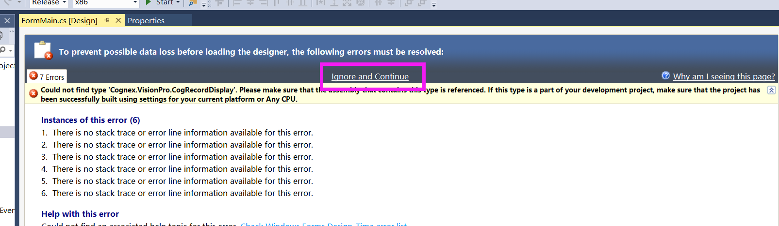 VisionPro 报错解决方法_未能找到类型“cognex.visionpro.cogrecorddisplay”。请确保已引用包含-CSDN博客