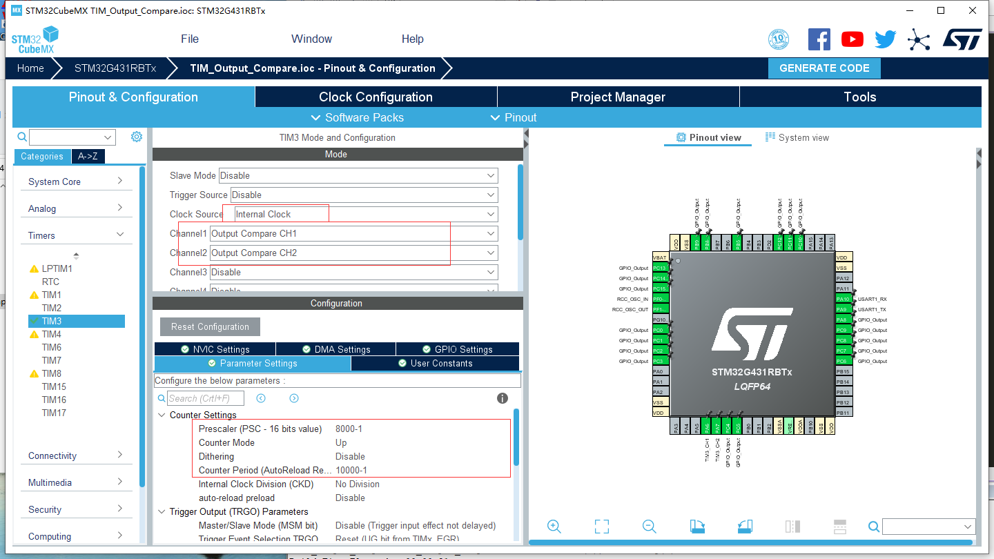 【STM32G4】备战蓝桥杯嵌入式---模块配置---TIM_Output_Compare_stm32产生2mhz的方波-CSDN博客