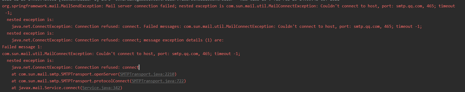 MailConnectException: Couldn‘t connect to host-CSDN博客