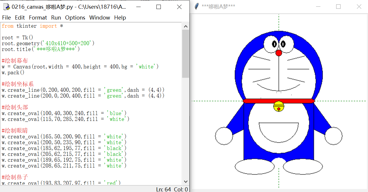 【python】利用python的tkinter-canvas函数绘制哆啦A梦过程详解（附源码）_喝酸奶舔盖斯基的专栏-CSDN博客