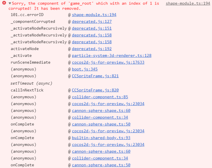 Sorry, the component of ‘game_root‘ which with an index of 1 is ...
