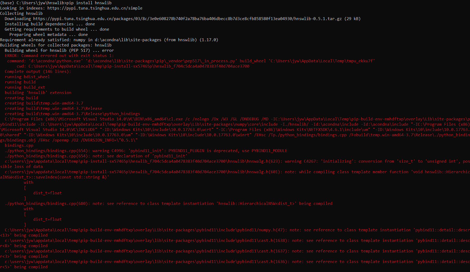 Python 安装hnswlib出错_failed to build hnswlib-CSDN博客