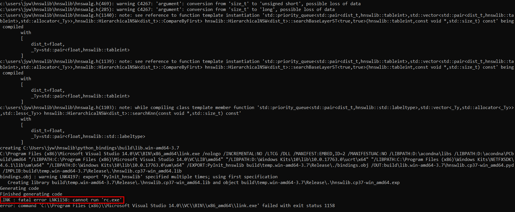 Python 安装hnswlib出错_failed to build hnswlib-CSDN博客