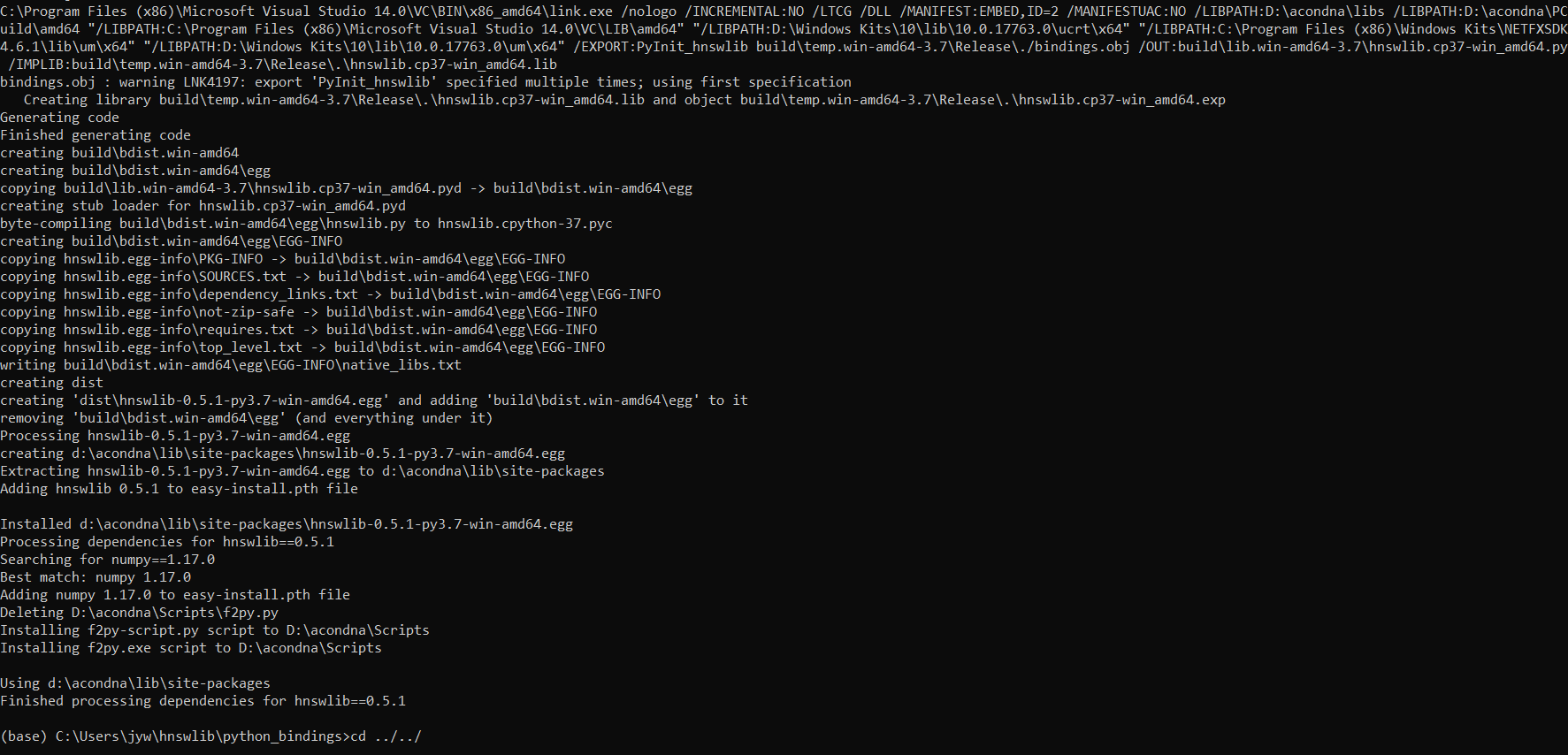 Python 安装hnswlib出错_failed to build hnswlib-CSDN博客