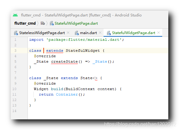 【flutter】statefulwidget 组件 创建 Statefulwidget 组件 Materialapp 组件 Scaffold 组件 Flutter 如何将一个