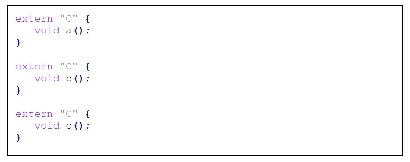 为什么不能把#include 指令放置在 extern “C“ { ... } 里面？_禁止在 extern "c" 中包含头文件-CSDN博客