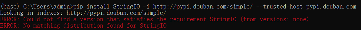 python报错 ModuleNotFoundError: No module named ‘StringIO‘_pip stringio_moupanzi的博客-CSDN博客