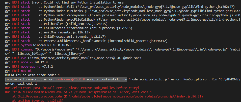 [npminstall:runscript:error] node-sass@^5.0.0 scripts.postinstall run-CSDN博客