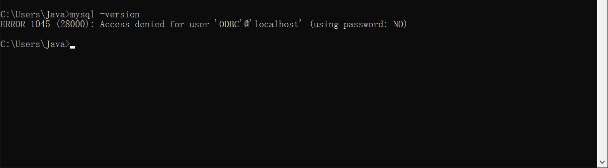 解决MySQL问题：ERROR 1045 (28000): Access denied for user ‘ODBC‘@‘localhost‘ (using password: NO ...