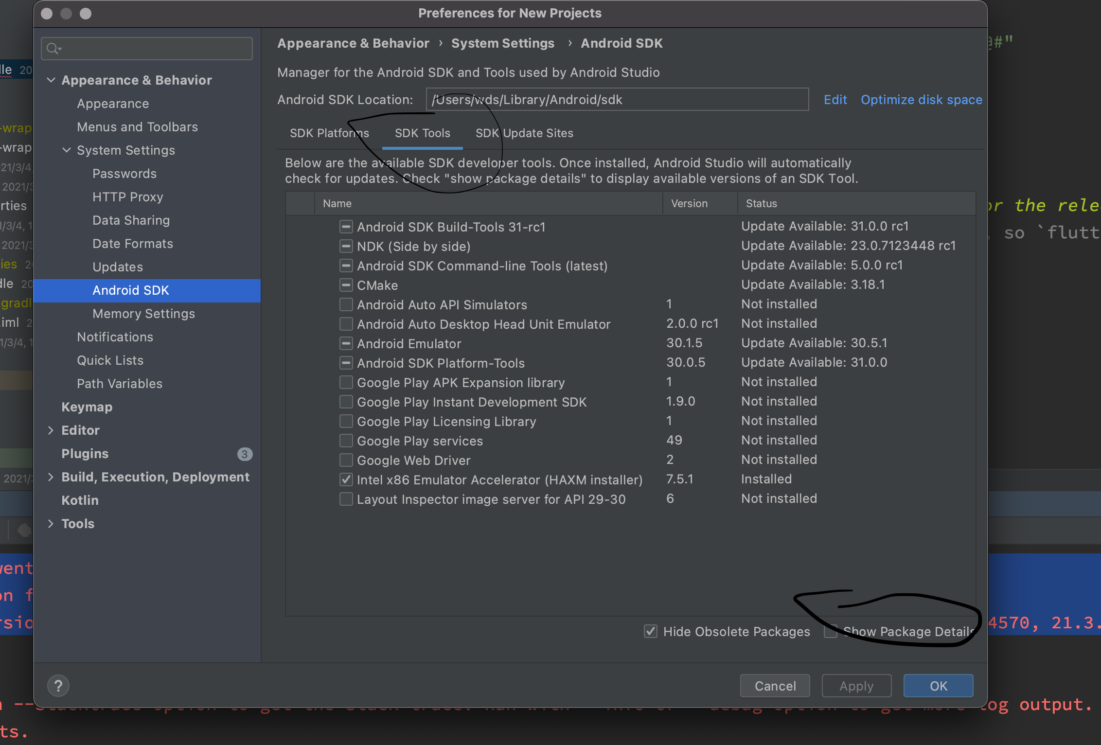 Flutter编译报错 version of NDK matched the requested version 21.0.6113669. Versions available ...