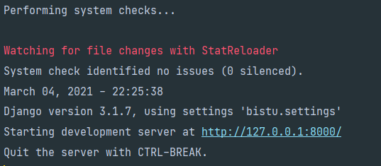 Watching for file changes with StatReloader Performing system checks... Exception in thread ...