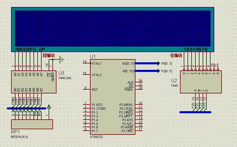 Simulación de Proteus: ejemplo de interfaz de visualización de escaneo ...
