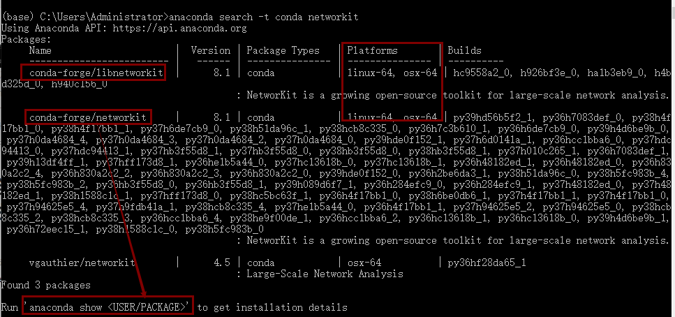 python安装networkit包时报错：PackagesNotFoundError_networkit只能在在linux或者os系统上安装 ...