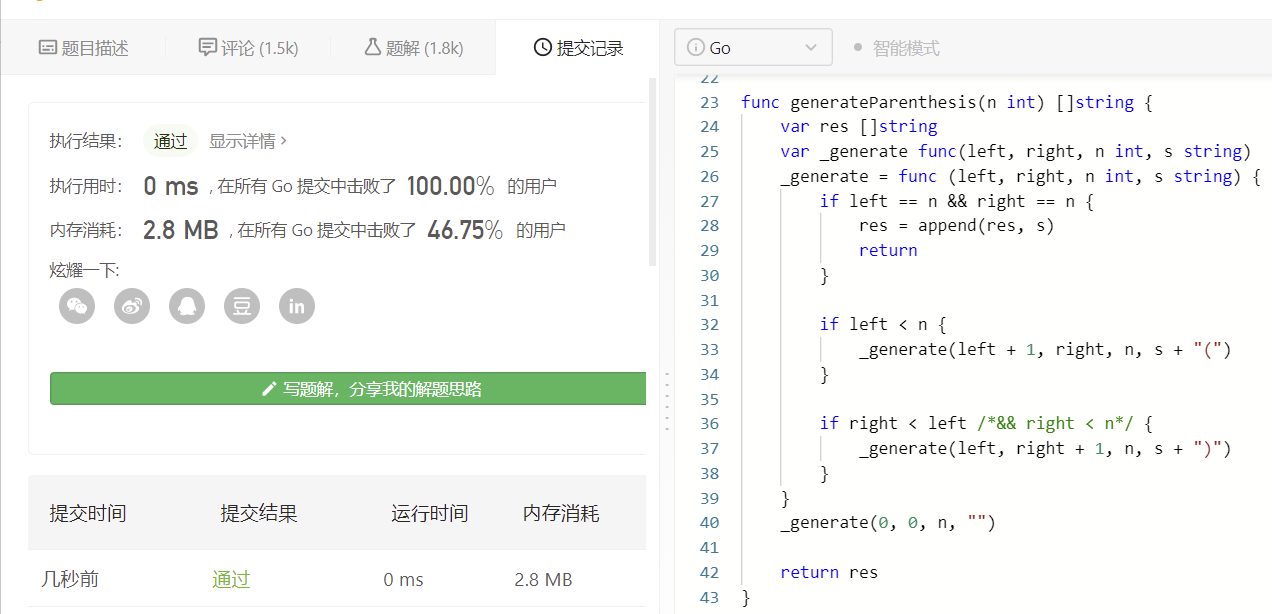 Leetcode 22 括号生成 Csdn博客 2724