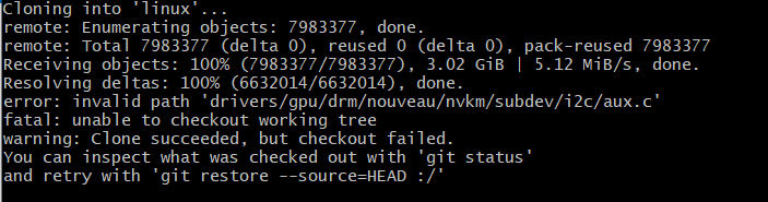 Clone succeeded, but checkout failed. drivers/gpu/drm/nouveau/nvkm/subdev/i2c/aux.c_linux下 ...