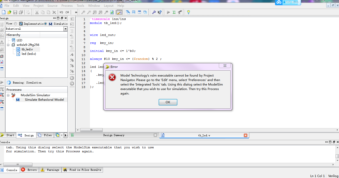 ISE 联合 Modelsim 设置，编译出现error - 程序员大本营